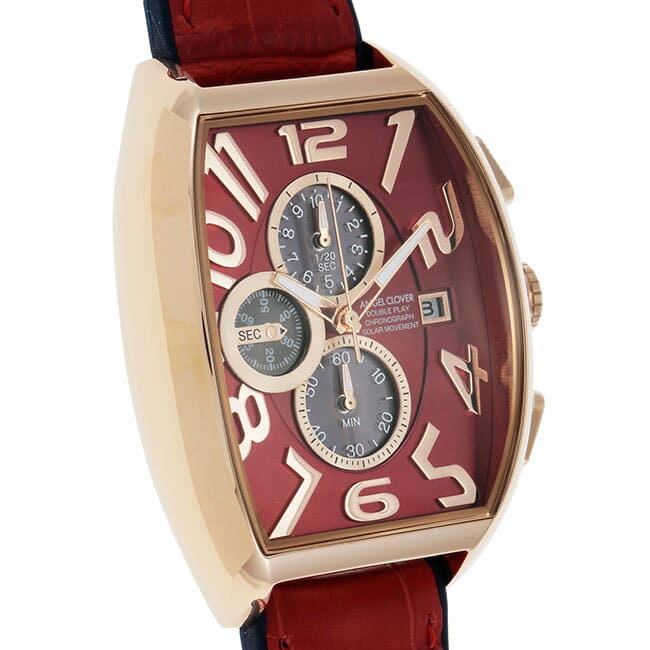 [New]Angel clover watch double play solar mens Chronograph red pink ...