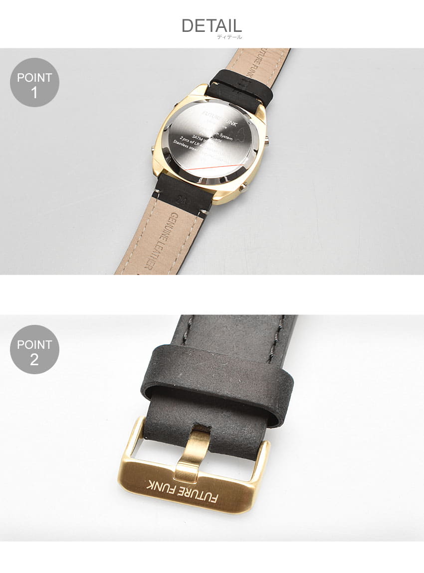 [New]Funk watch Gold FF101-YG-LBK mens analog belt leather iron ...