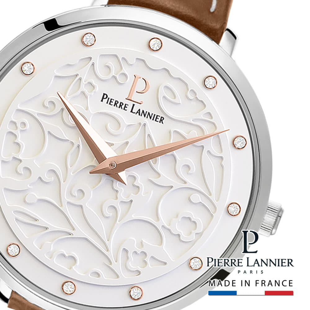 [New]Pierre Lanier Ladies Watch Brown/Silver Round Aeolian Leather Belt ...