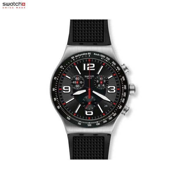 [New]Swatch Very Dark Grid Originals New Irony Chrono Watch Rubber Belt ...
