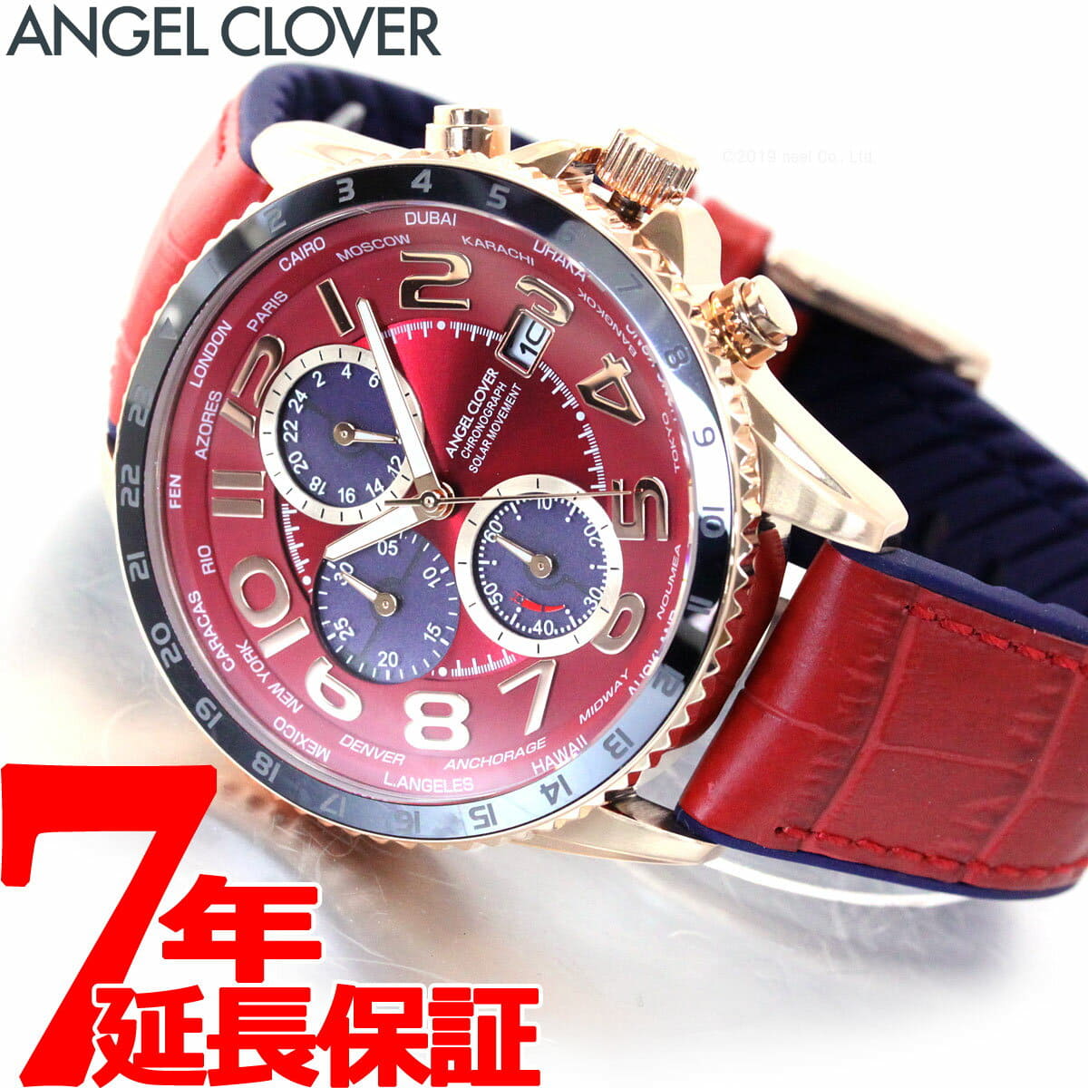 [New]Angel Clover Mondo Solar Men's Chronograph Watch MOS44PRE-RE - BE ...