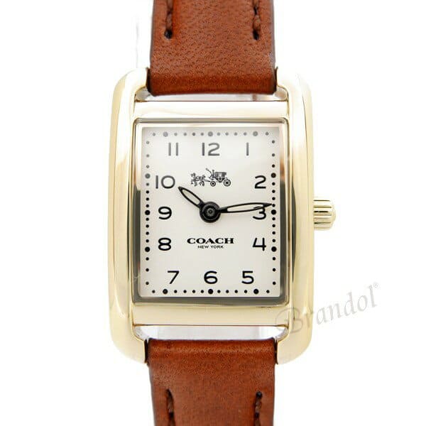 [New]Coach Ladies Watch Thompson Square Gold/brown 14502297 - BE ...