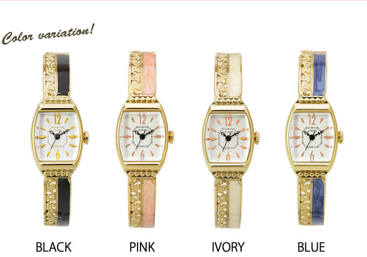 [New]J-AXIS Ladies Watch Gold/Black/Pink/Ivory/Blue Breath bangle ...