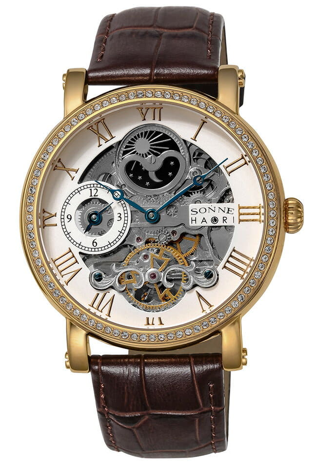 [New]SONNE x HAORI Men's Automatic Watch H013 44mm Leather Belt brown ...