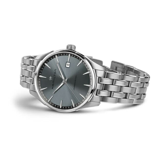 [New]Hamilton Jazzmaster Gent Quartz Watch 40 mm Gray Blue Dial ...