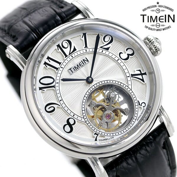 [New]TIMEIN Men's Open Heart Watch Hand-wound/Leather Belt Silver/Black ...