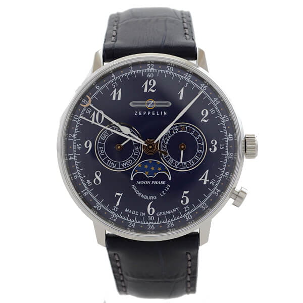 [New]Zeppelin Navy Moon Phase Men's Watch 70363 - BE FORWARD Store