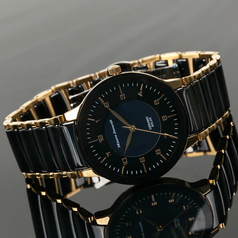 [New]maurojierarudi Mauro Jerardi solar ceramic mens watch Black Gold ...