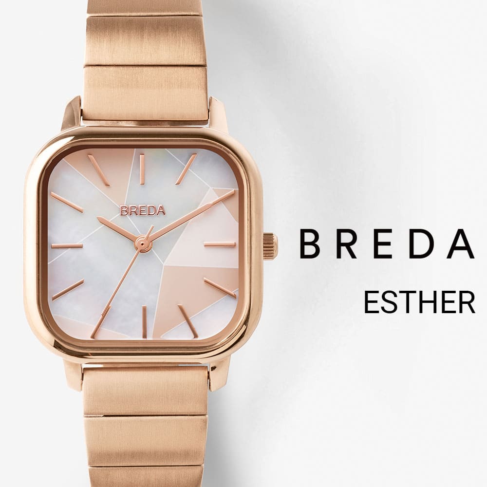 [New]BREDA ESTHER Ladies Quartz Square Watch Stainless Steel Belt 3 ATM ...