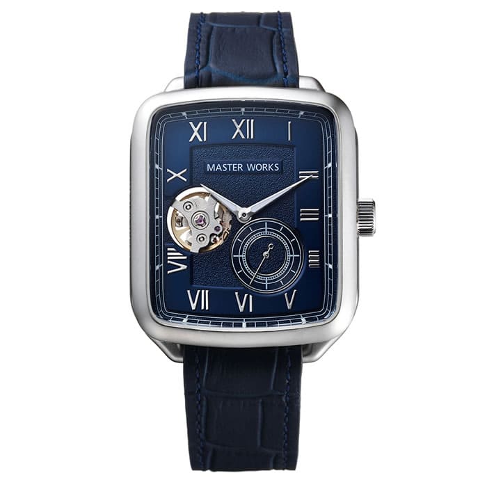 [New]Quattro Quadrangle Square Rectangle Mechanical Watch Blue with 001 ...