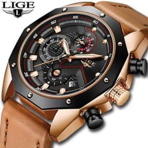 [New]Watch mens brand leader quartz Gold lige mens wristwatches top ...