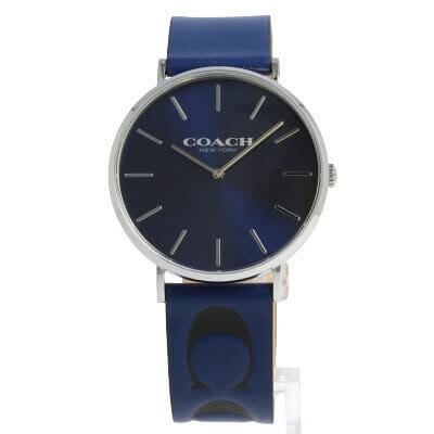 [New]COACH coach 14602418 Charles Charles watch mens leather belt Navy ...