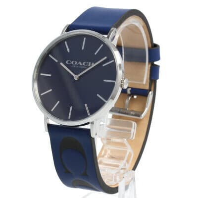 [New]COACH coach 14602418 Charles Charles watch mens leather belt Navy ...