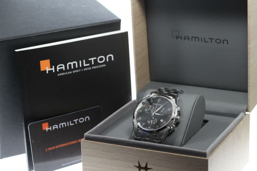 [New]★Box, ho HAMILTON Hamilton Jazz master Chronograph H386120 quartz ...