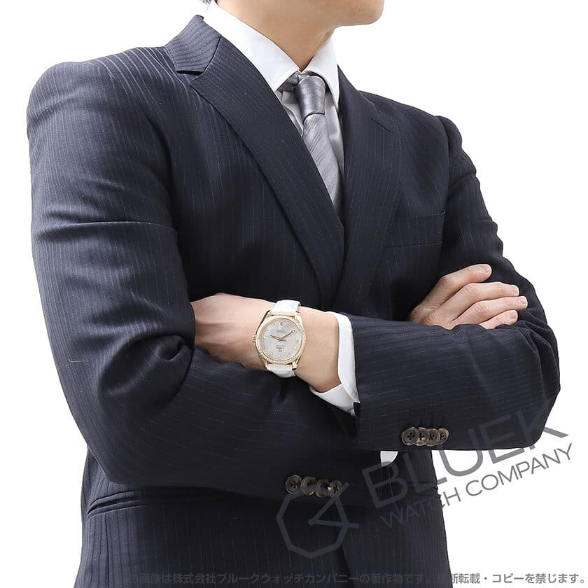 [New]OMEGA Cima star Aqua terra diamond YG pure gold alligator leather ...