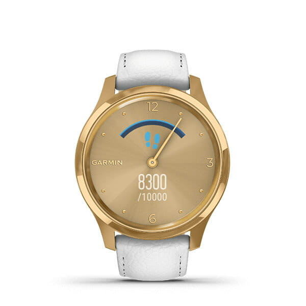 [New]GARMIN gamin vivomove Luxe White Leather 24K Gold PVD ...
