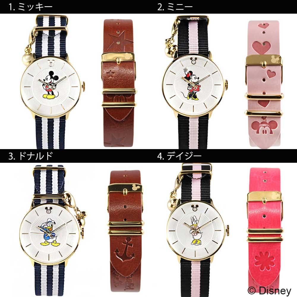 [New]Disney DISNEY clock Mickey Minnie Donald Daisy watch mens Lady's ...