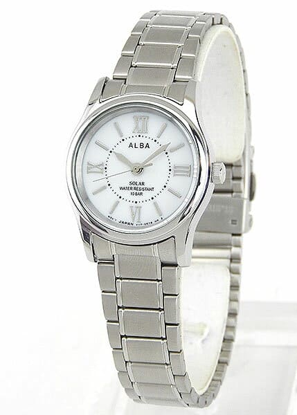 [New]Seiko ALBA Ladies Solar Analog Watch Leather Band White/Silver ...