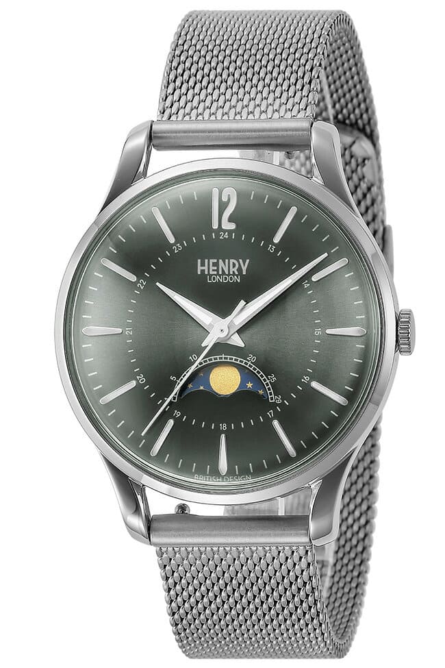 [New]Silver stainless steel Henry London BAYSWATER HL34-LM-0377 blue ...