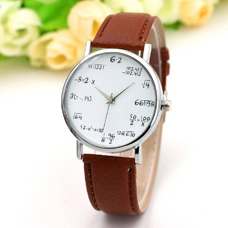 [New]quarts watch numerical formula formula round dial PU leather woman ...