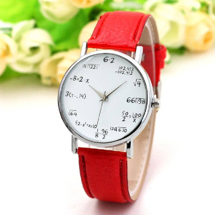 [New]quarts watch numerical formula formula round dial PU leather woman ...