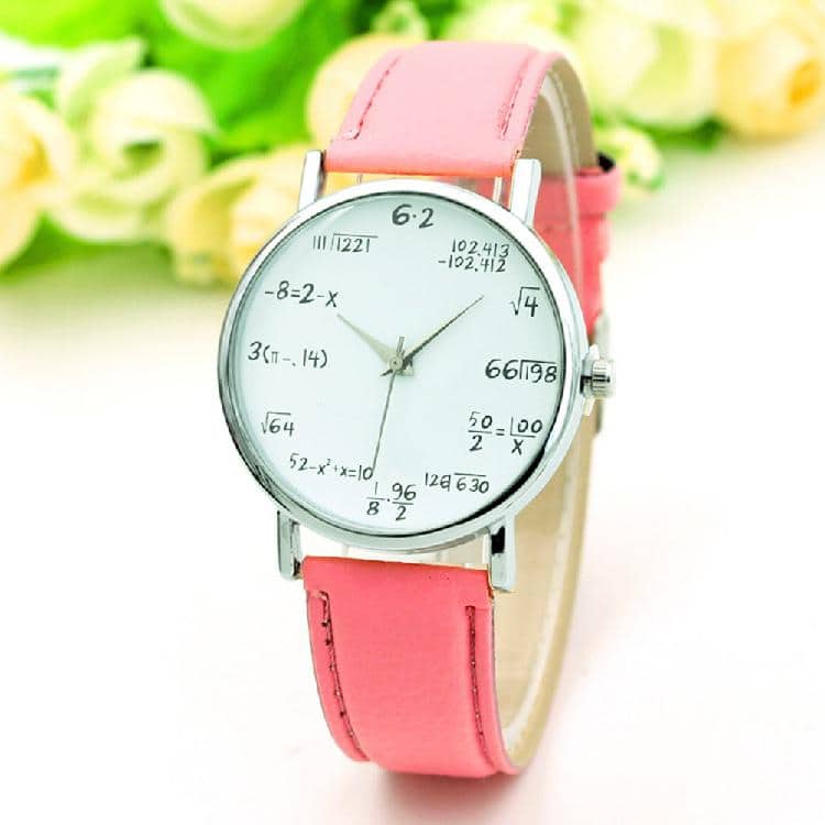 [New]quarts watch numerical formula formula round dial PU leather woman ...