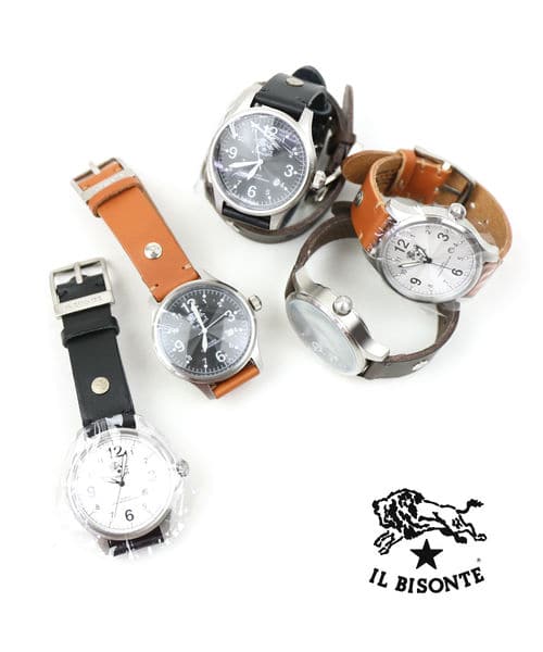 [New]IL BISONTE Quartz Watch with Calendar Display Embossed Leather ...
