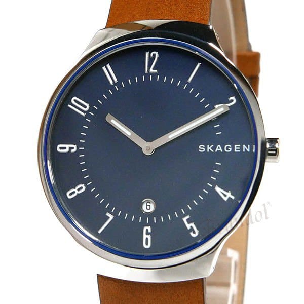 [New]SKAGEN GRENEN Men's Watch 38mm Navy/Brown SKW6457 - BE FORWARD Store