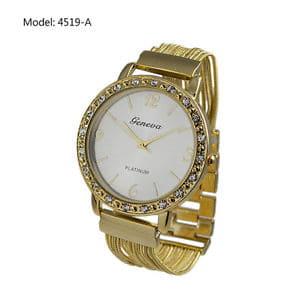 [New]geneva platinum ladies rhinestone large number wrist watch gold ...