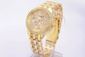 [New]Geneva stainless steel quartz crystal analog watch women gold ...