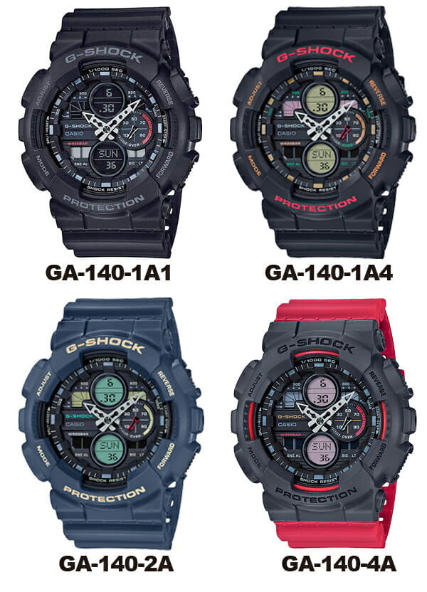[New]CASIO GA-140 Casio G-SHOCK G-SHOCK mens Black red Navy purple - BE ...