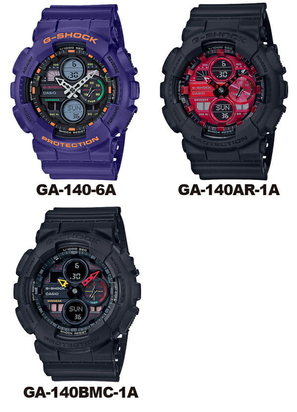 [New]CASIO GA-140 Casio G-SHOCK G-SHOCK mens Black red Navy purple - BE ...