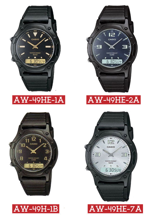 [New]CASIO AW-49HE series Casio Quartz Quartz watch AW-49H-1B AW-49HE ...