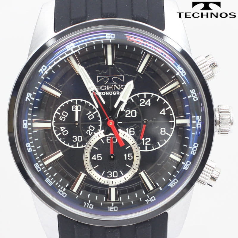[New]TECHNOS (TECHNOS) Chronograph T8690 series urethane belt T8690BB ...