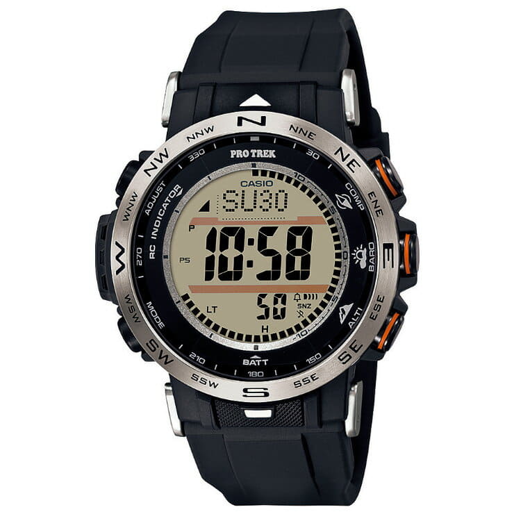 [New]Casio PRO TREK Electric wave solar triple Sensor mid size Black ...