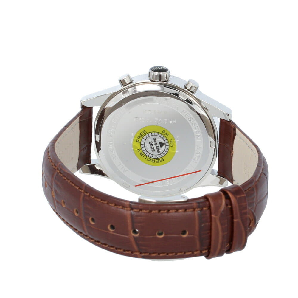 [New]HUGO BOSS Hugo Boss 1513280 mens brown Silver leather Chronograph ...