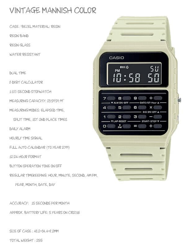 [New]* * with CASIO CA-53WF-8B CALCULATOR Vintage Mannish Color Casio ...