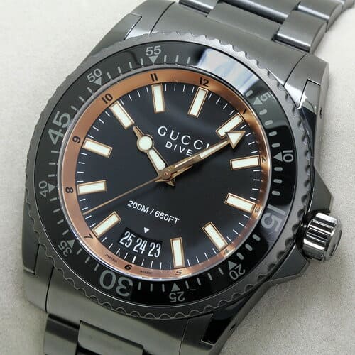 [New]Gucci GUCCI DIVE DIVE XL mens clock YA136213 Black clockface - BE ...