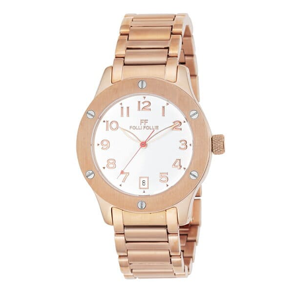 [New]forifori FOLLI FOLLIE Ladies WT6R042BDW-XX quartz white pink Gold - BE FORWARD Store