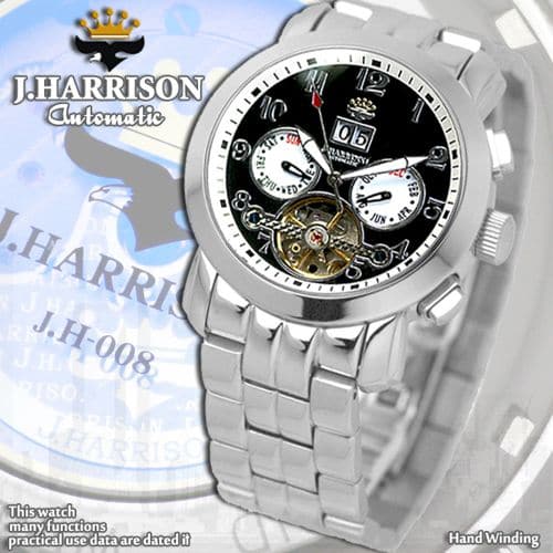 [New]J.HARRISON big temp self-winding watch & rolling by hand JH-008BW ...