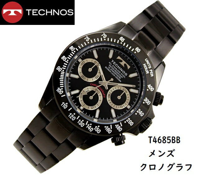 [New]It is TECHNOS/ TECHNOS mens quartz analog Stainless Black ...