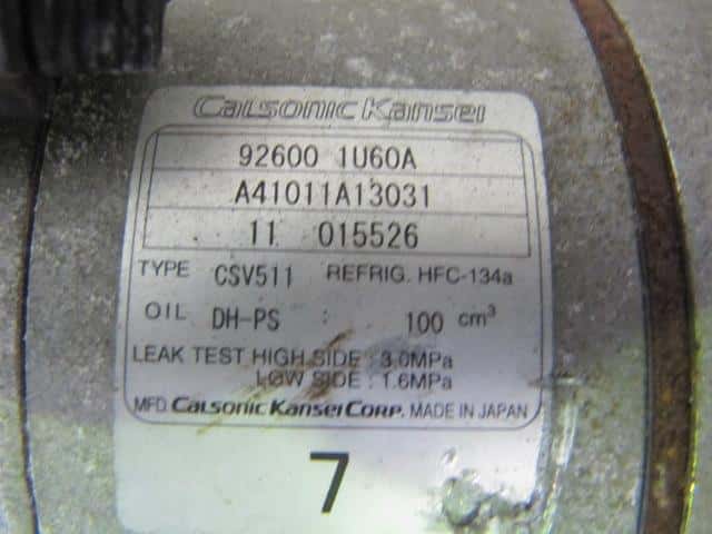 [Used]A/C Compressor NISSAN Bluebird Sylphy 2011 DBA-KG11 926001U60A ...