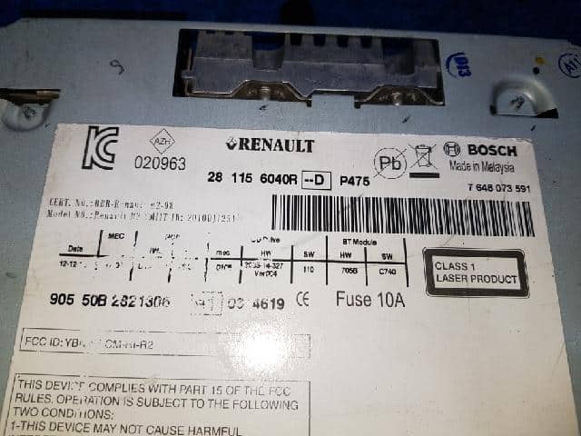 [Used] Audio Player Renault Samsung SM5 2012 86350-3V000 - BE FORWARD ...