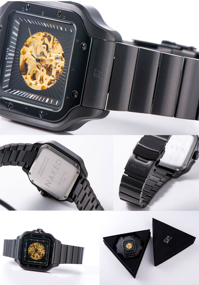 [New]10%OFF ALIVE clock NEKED METAL mens Ladies square Gold Silver ...