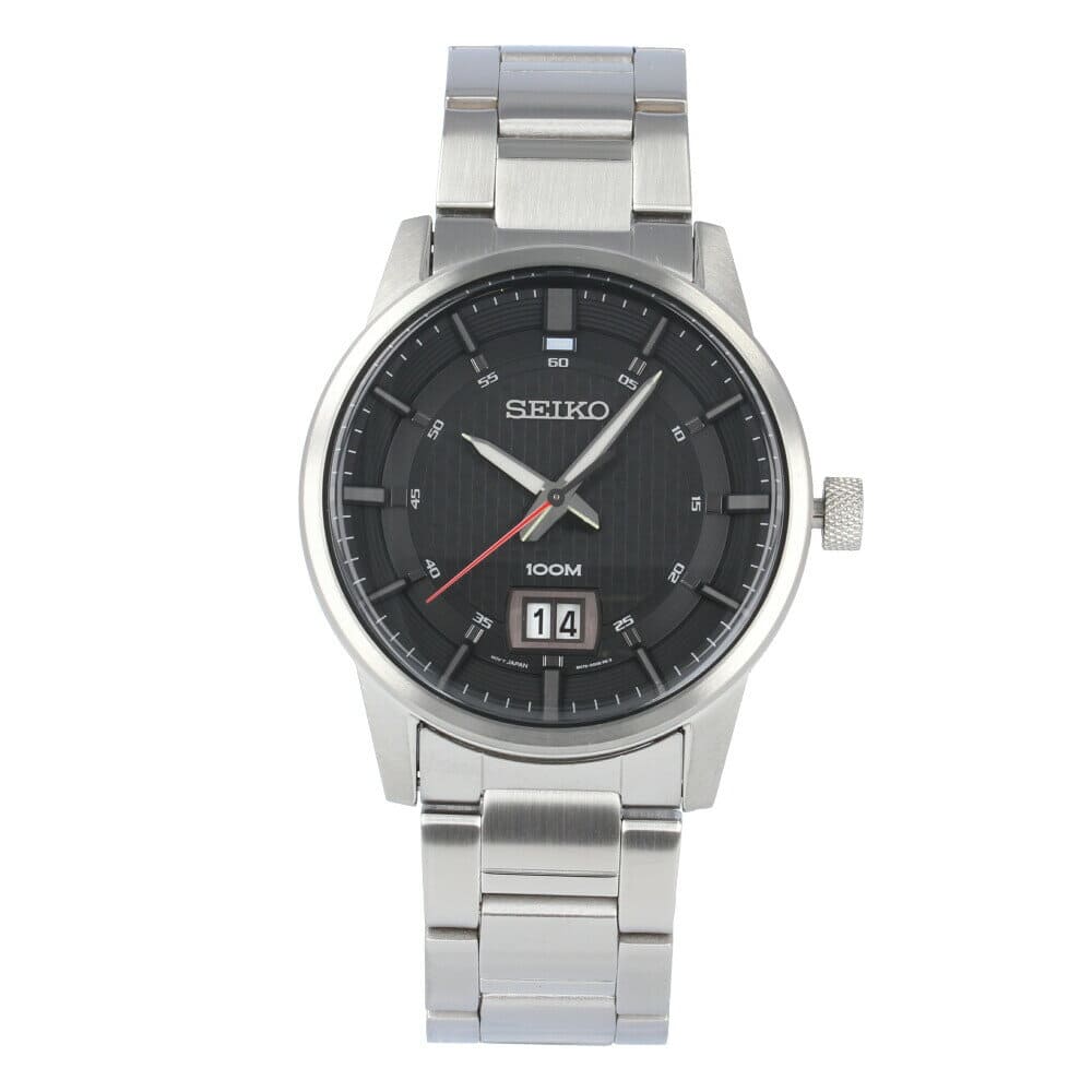 [New]SEIKO SEIKO SUR269P mens Black Silver calendar Stainless analog ...