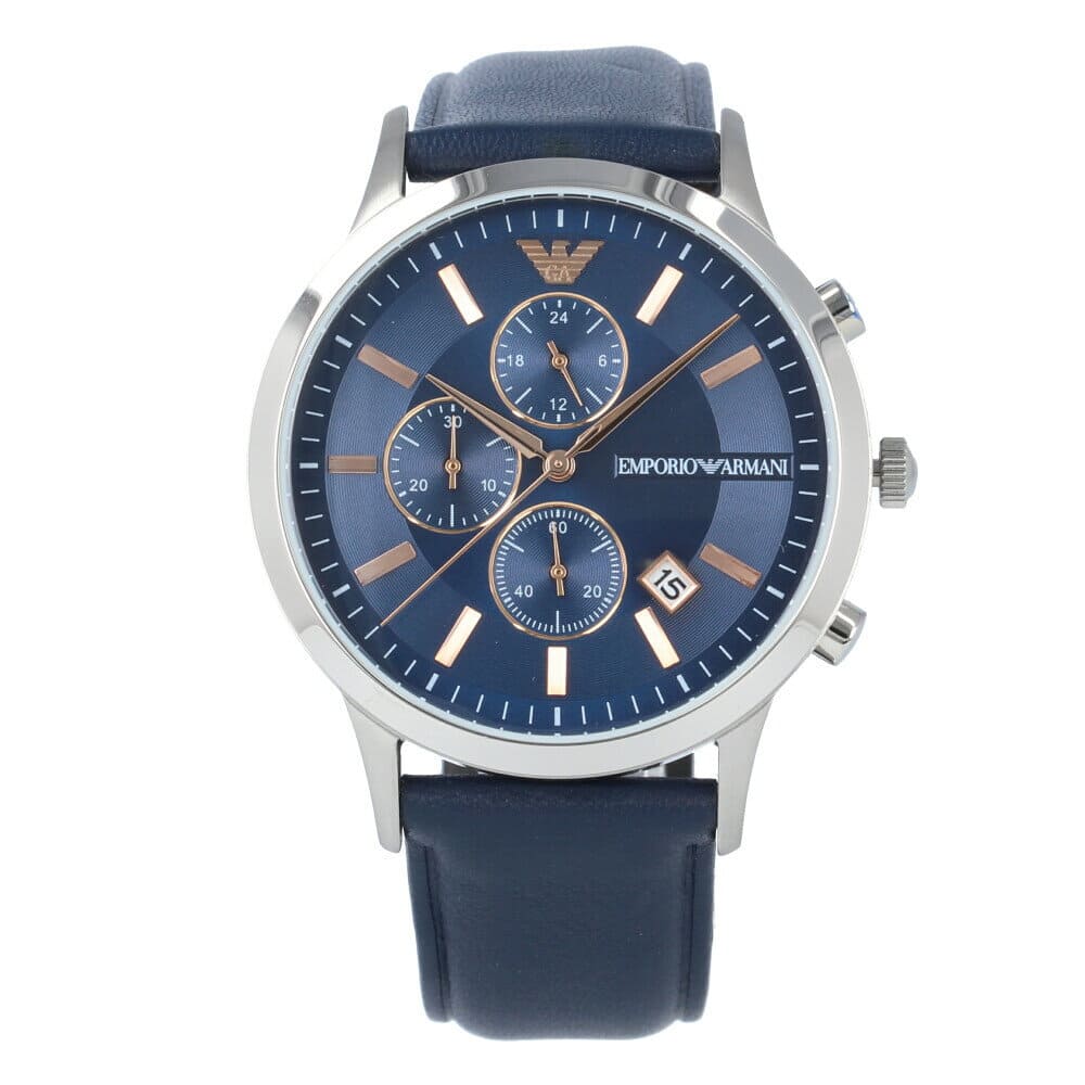 [New]EMPORIO ARMANI Emporio Armani AR11216 mens leather Stainless blue ...