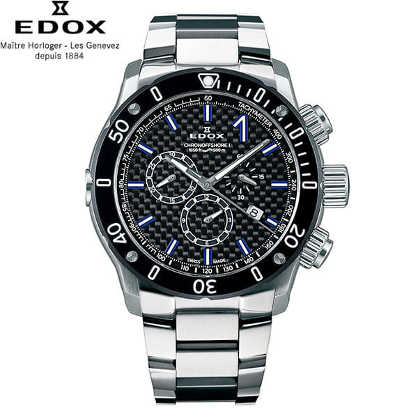 [New]with strap edokkusu [EDOX] Chronoffshore-1 10221-3M-NIBU2 Quartz ...