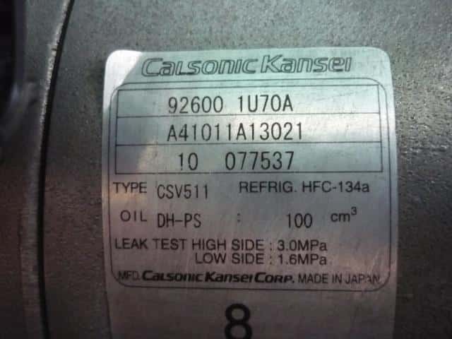 [Used]Bluebird Sylphy G11 A/C Compressor 926001U70A - BE FORWARD Auto Parts