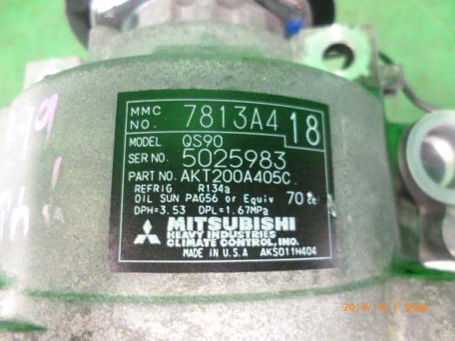[Used]A/C Compressor MITSUBISHI Outlander 2011 DBA-CW4W 7813A418 - BE ...