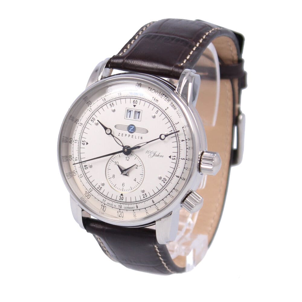 [New]Date leather brown Silver ivory 7640-1 big in ZEPPELIN Zeppelin ...